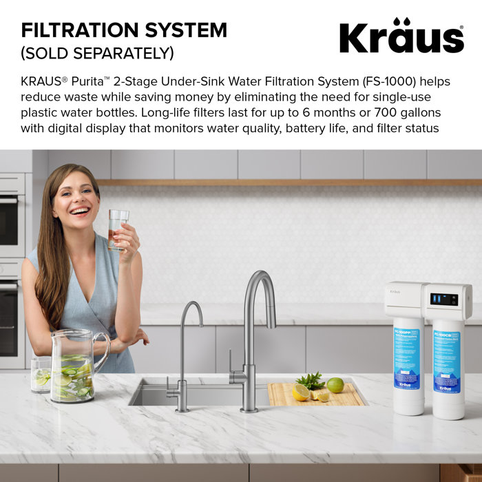 KRAUS Oletto Single Handle Drinking Water Filter Faucet for Reverse Osmosis& Reviews | Wayfair
